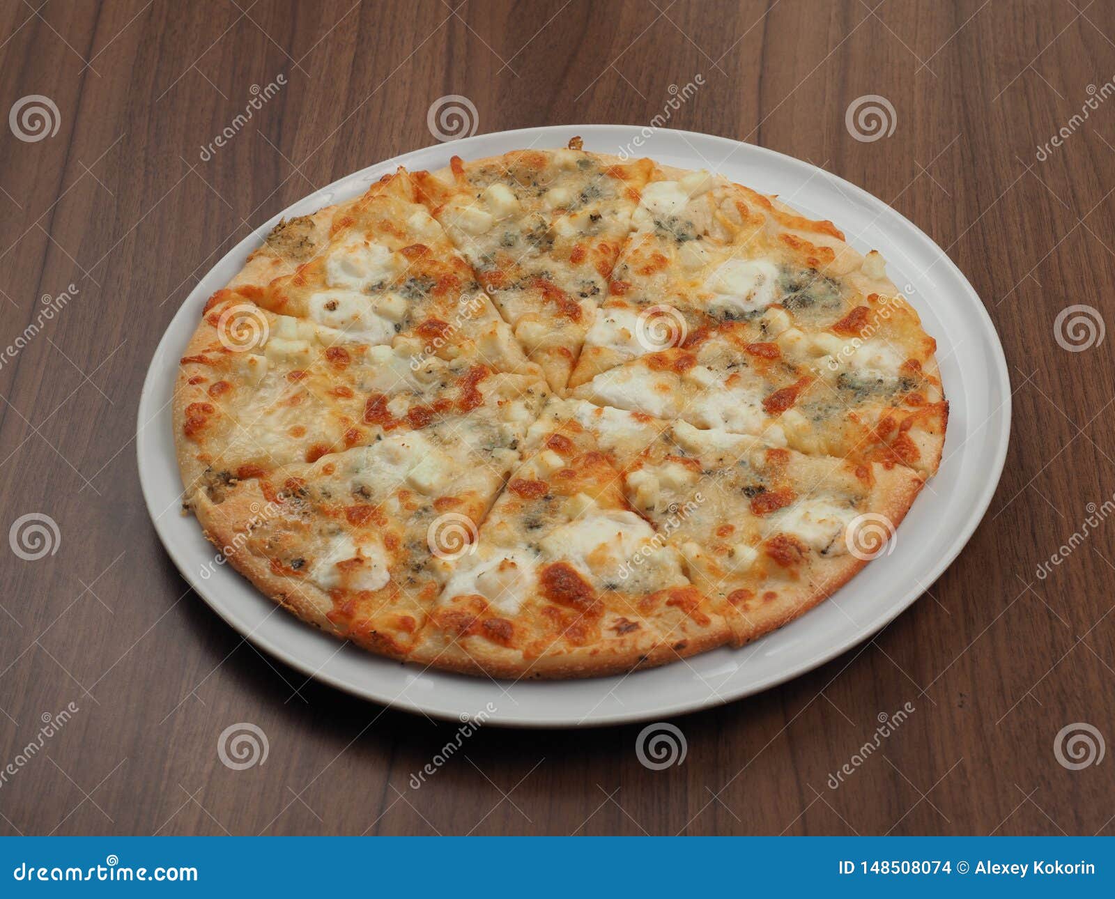 Pizza with Cheese in a Plate Stock Photo - Image of round, lunch: 148508074