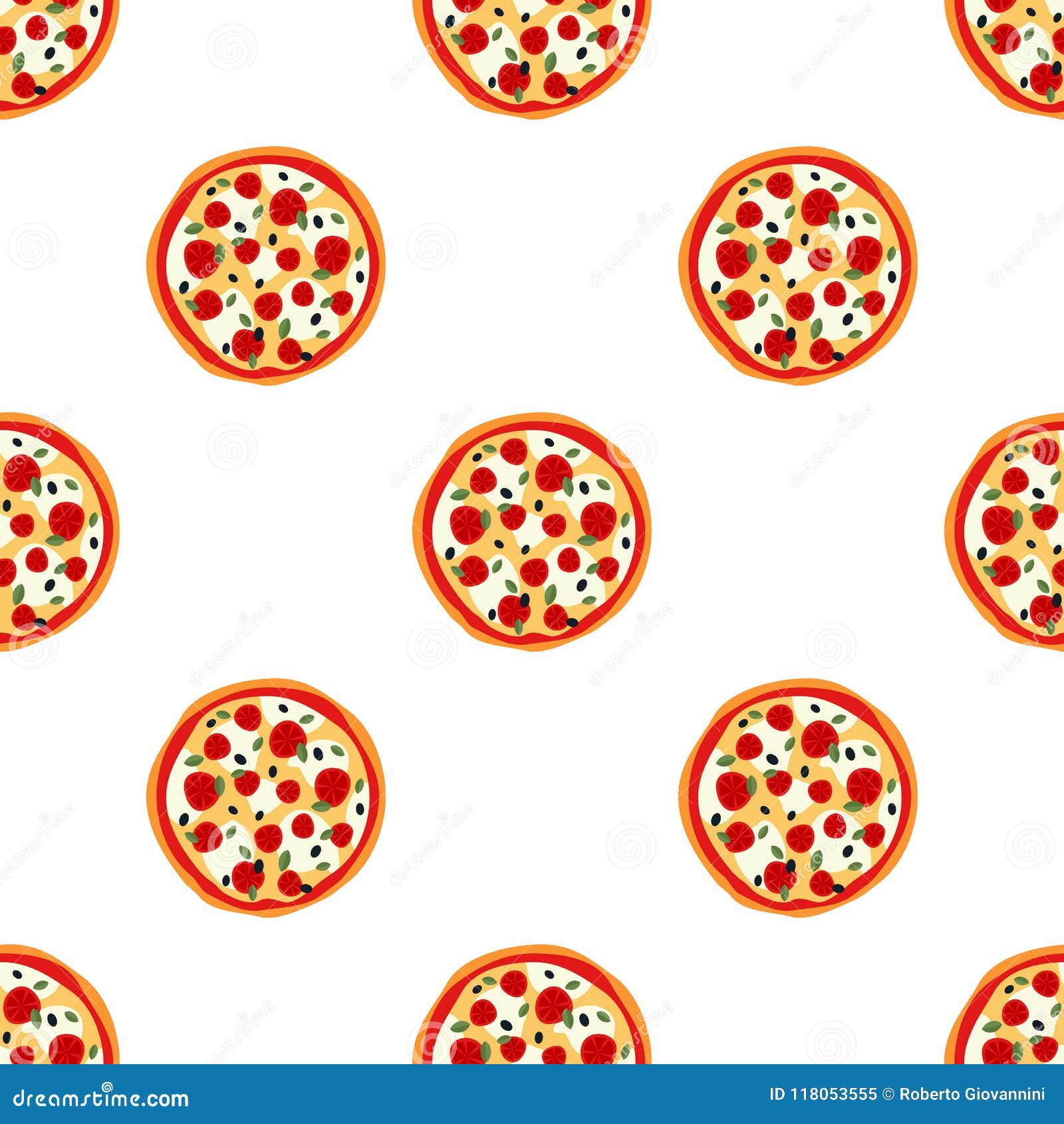 Pizza with Cheese and Tomatoes Pattern Stock Vector - Illustration of ...