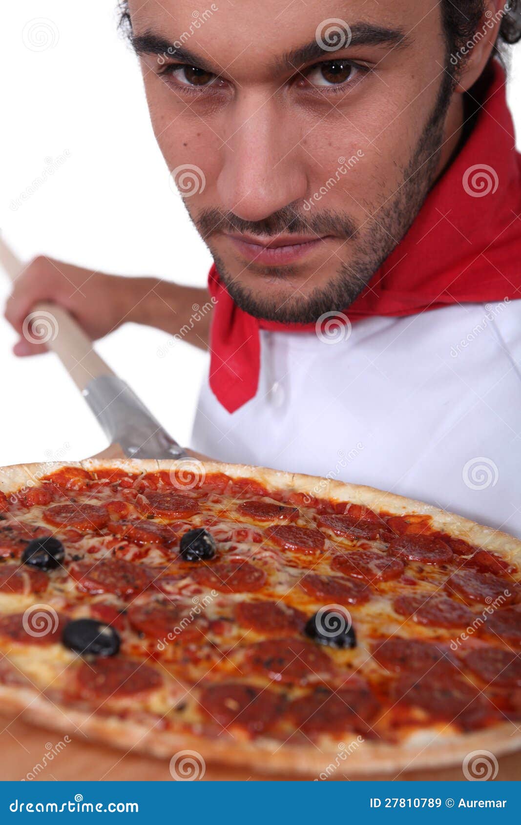Pizza chef stock image. Image of person, closeup, necker - 27810789