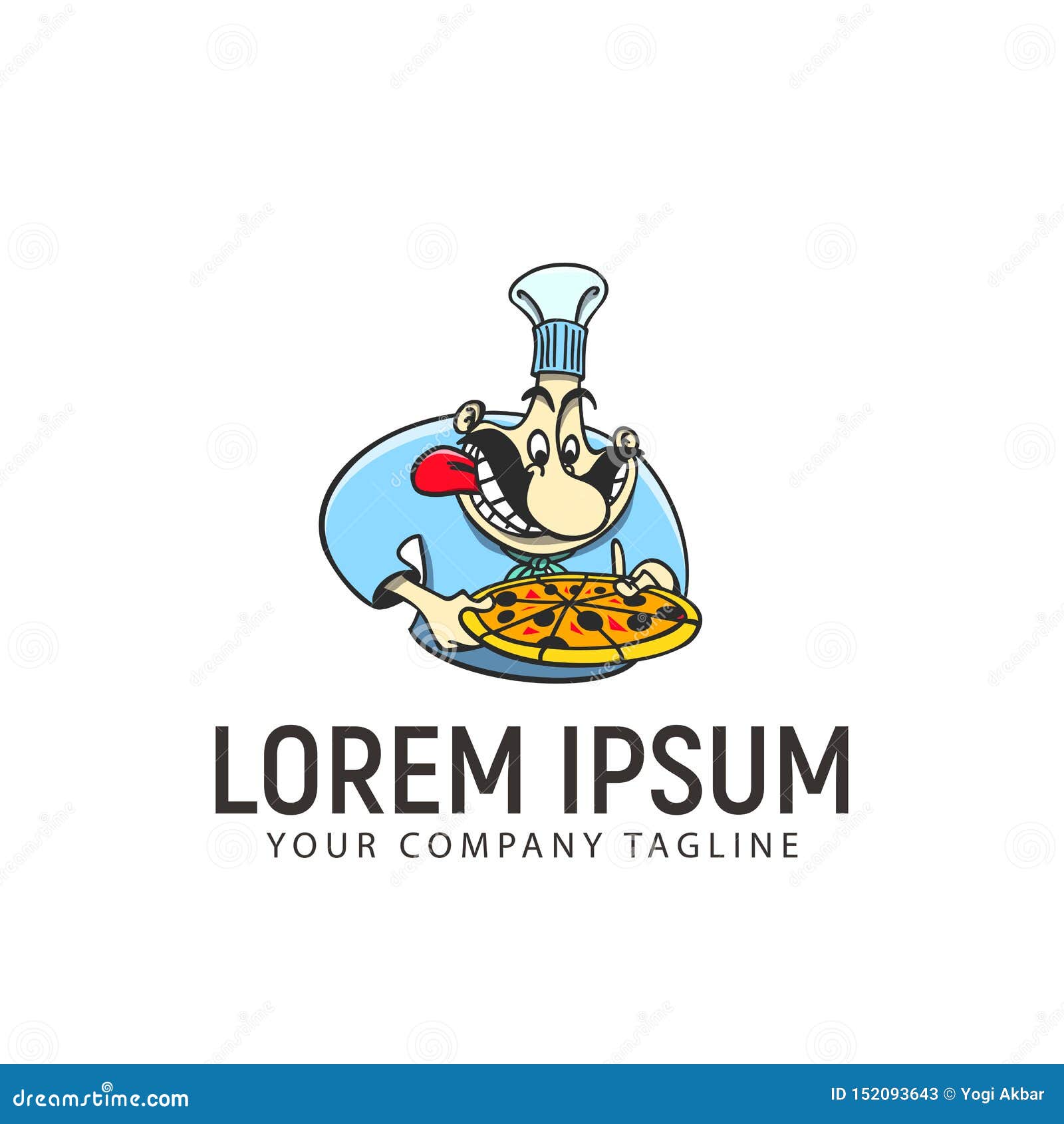 Pizza Chef Character Logo Design Concept Template Stock Vector ...