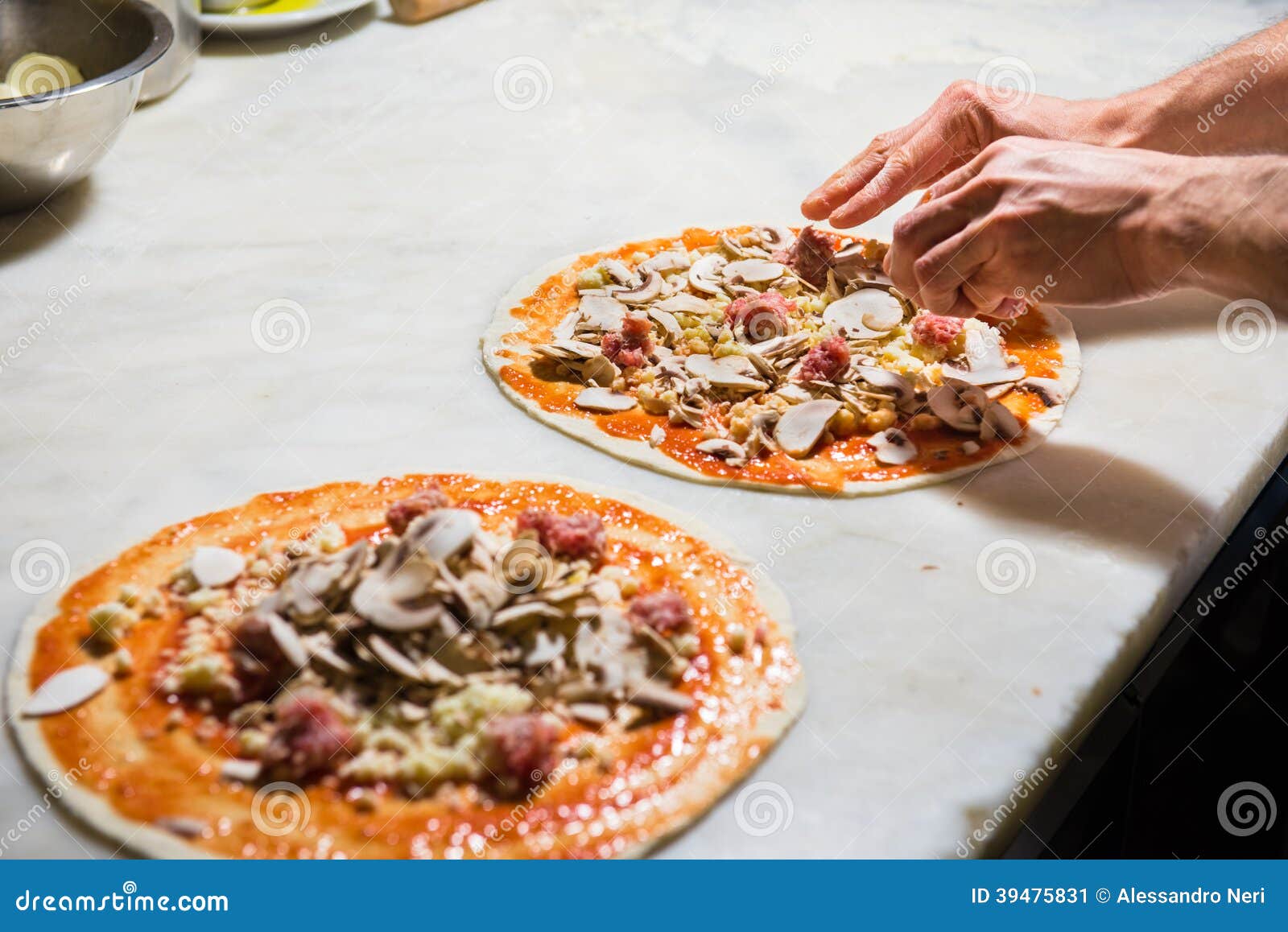 Pizza chef at work stock image. Image of expert, garnished - 39475831