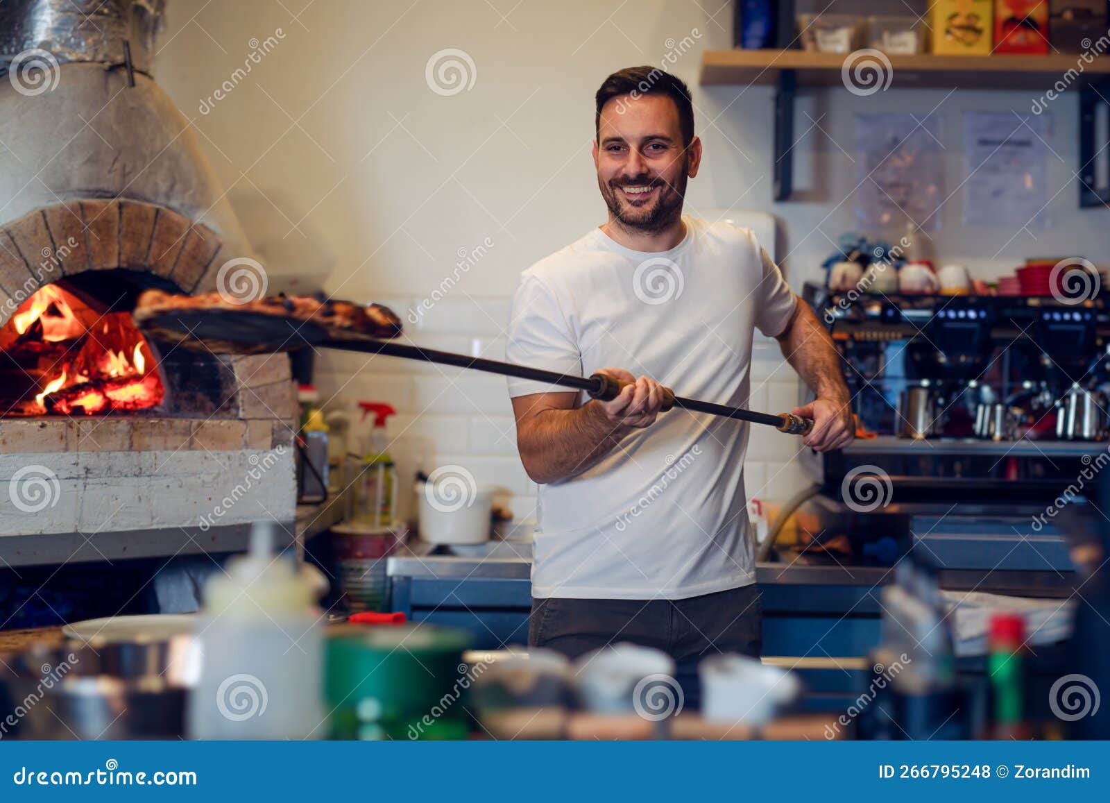 Pizza Chef Working in the Kitchen Stock Photo - Image of pizzeria ...