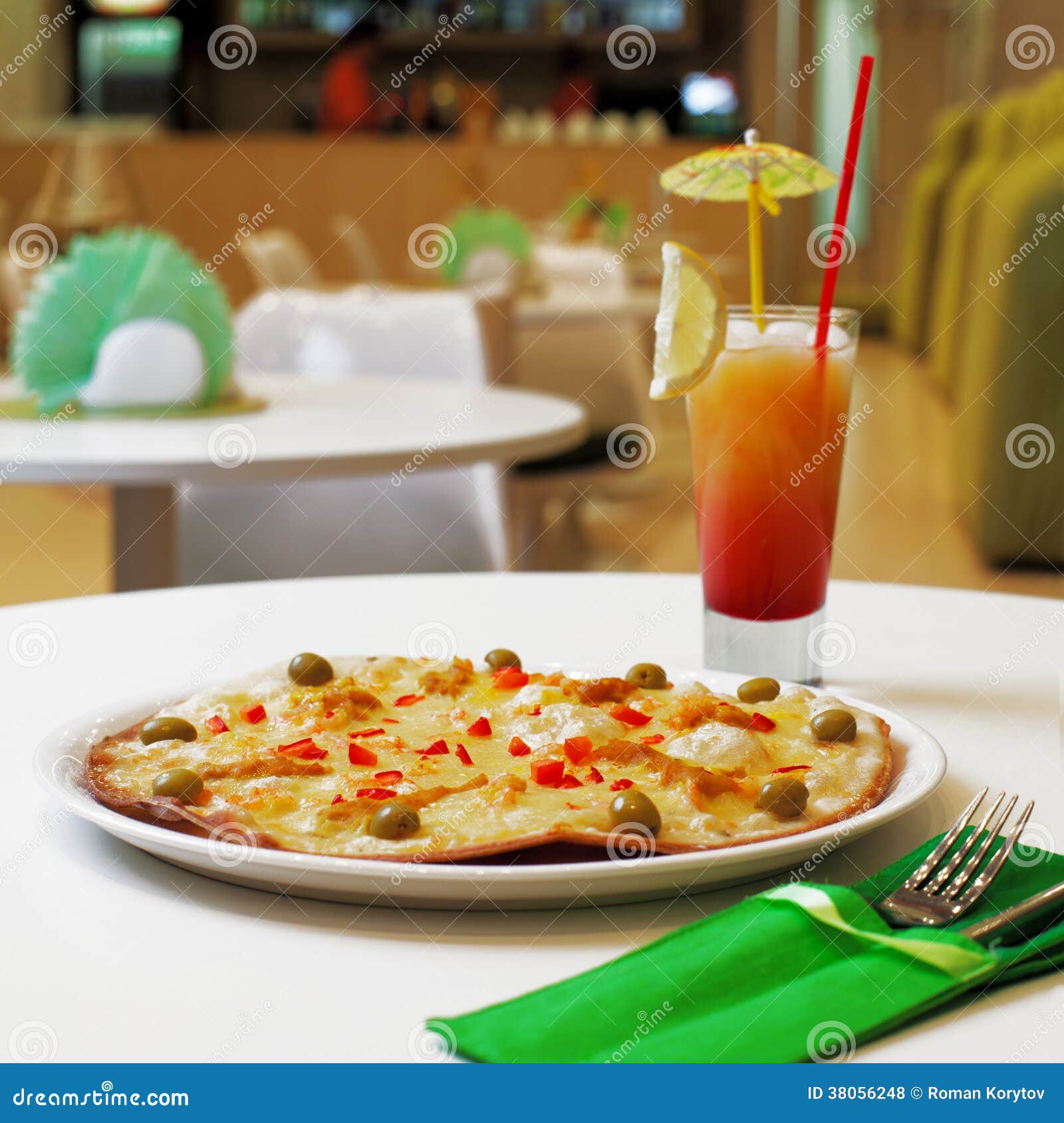 Pizza and cocktail stock photo. Image of mushroom, pizza - 38056248