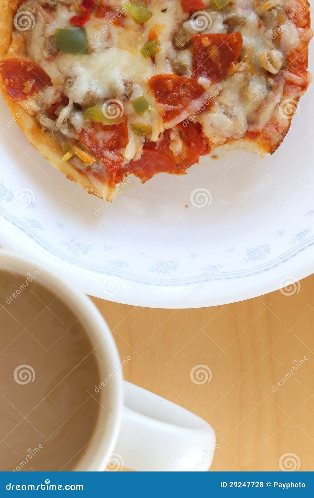 Pizza and coffee stock photo. Image of cream, cuisine - 29247728