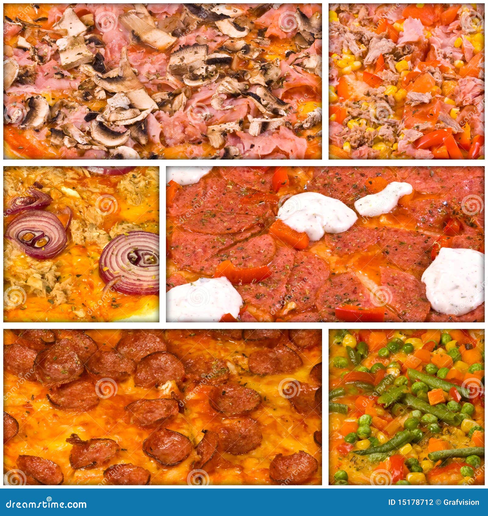 Pizza collage stock photo. Image of food, vertical, bread - 15178712