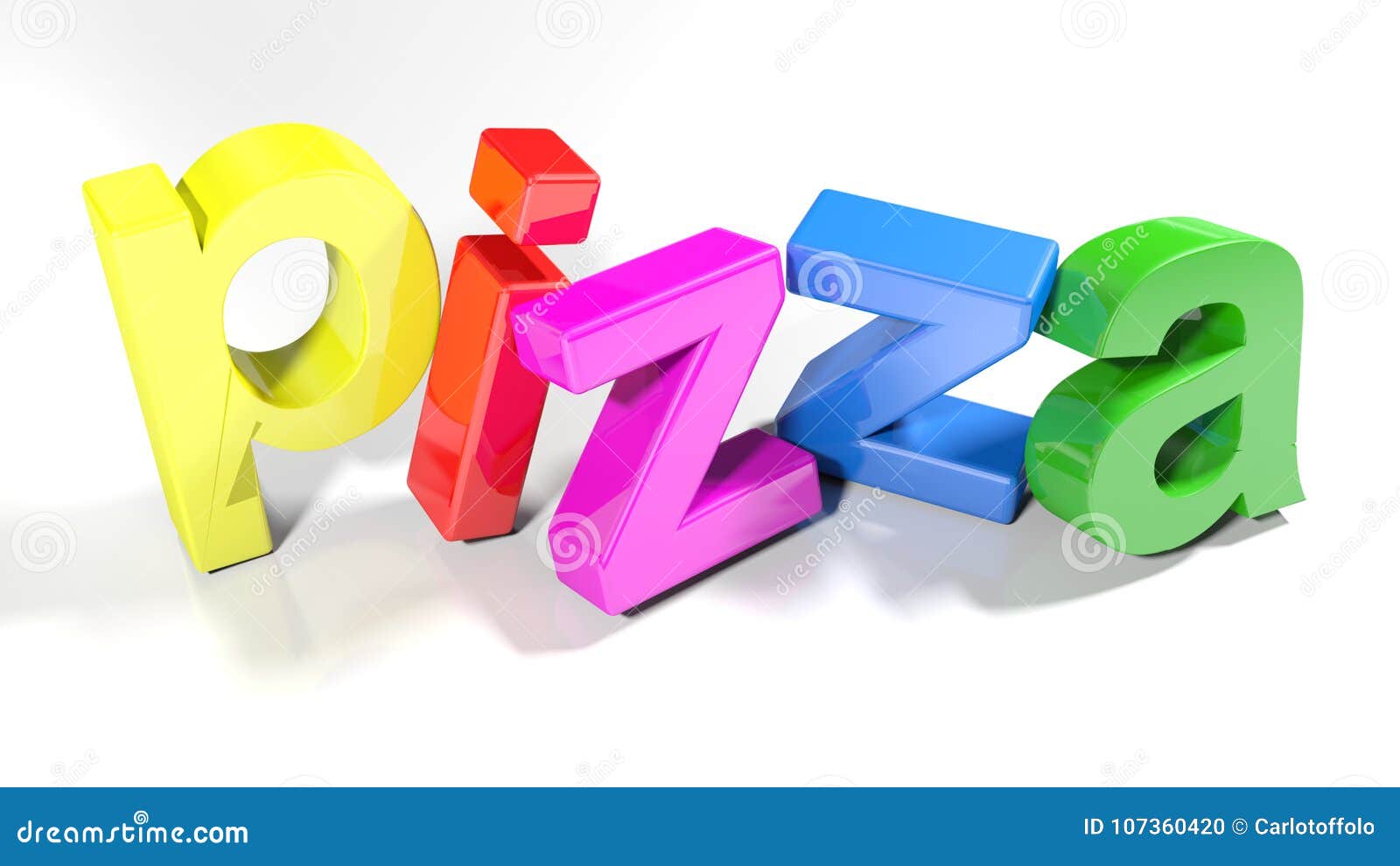 Pizza Colorful 3D Write - 3D Rendering Stock Illustration ...