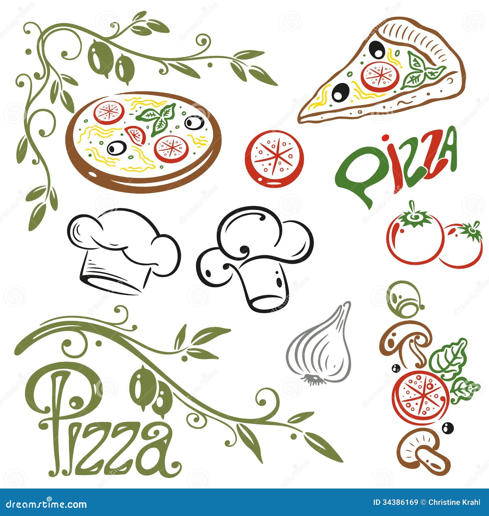 Pizza, comida italiana ilustración del vector. Ilustración de caliente ...