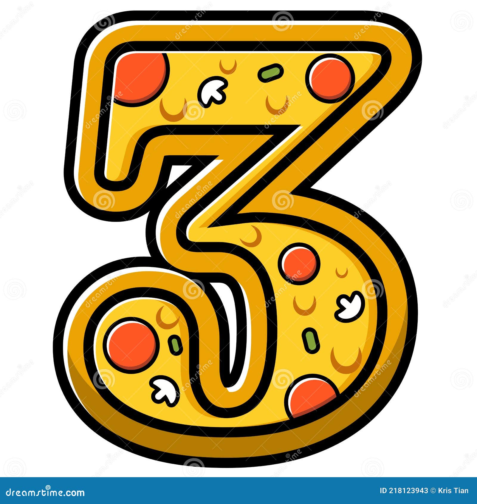 Pizza comida número tres ilustración del vector. Ilustración de seta ...