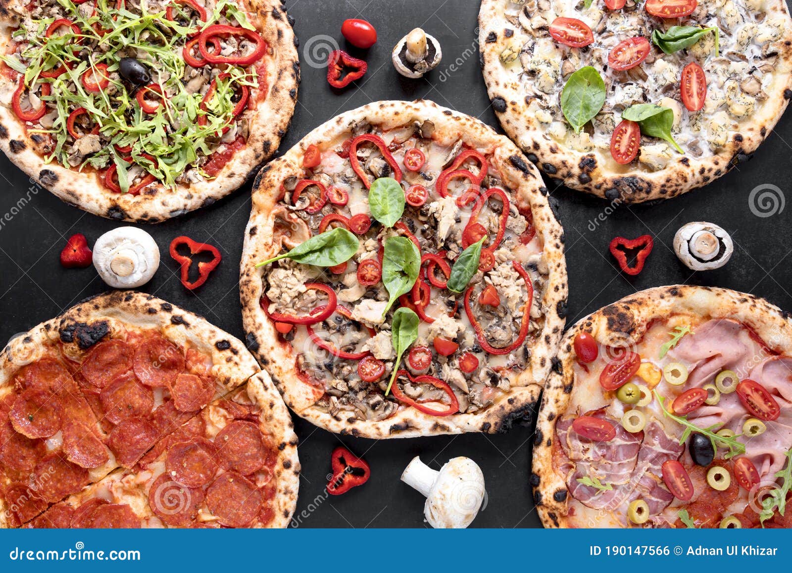 Pizza Composition on Stucco Background Photo Stock Photo - Image of ...