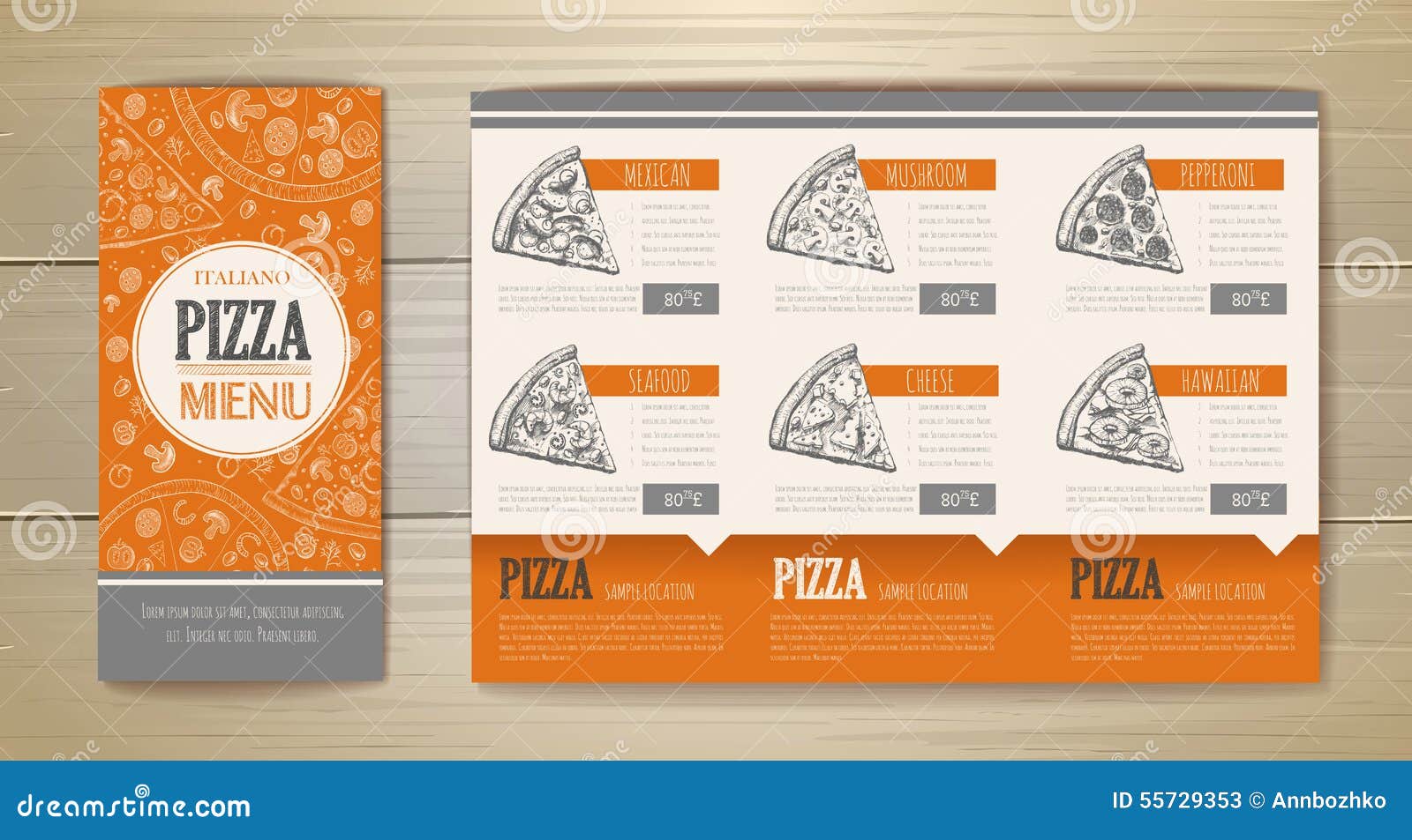 Pizza Corporate Idedtity, Document Template Design Vector Illustration ...