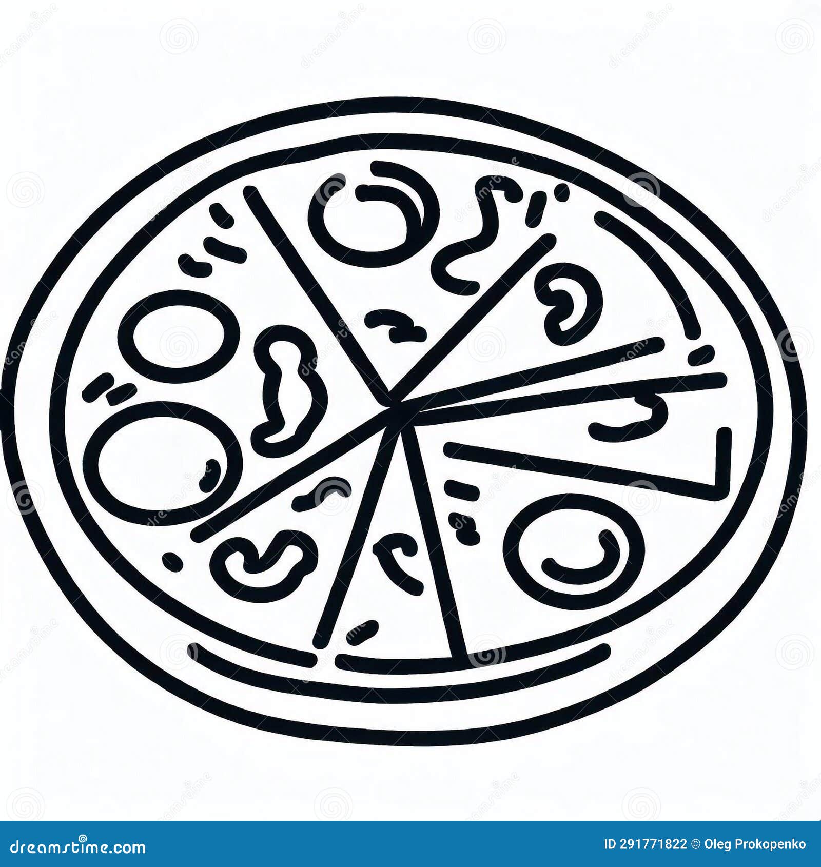 Pizza Contour Drawing Color Game Stock Illustration - Illustration of ...
