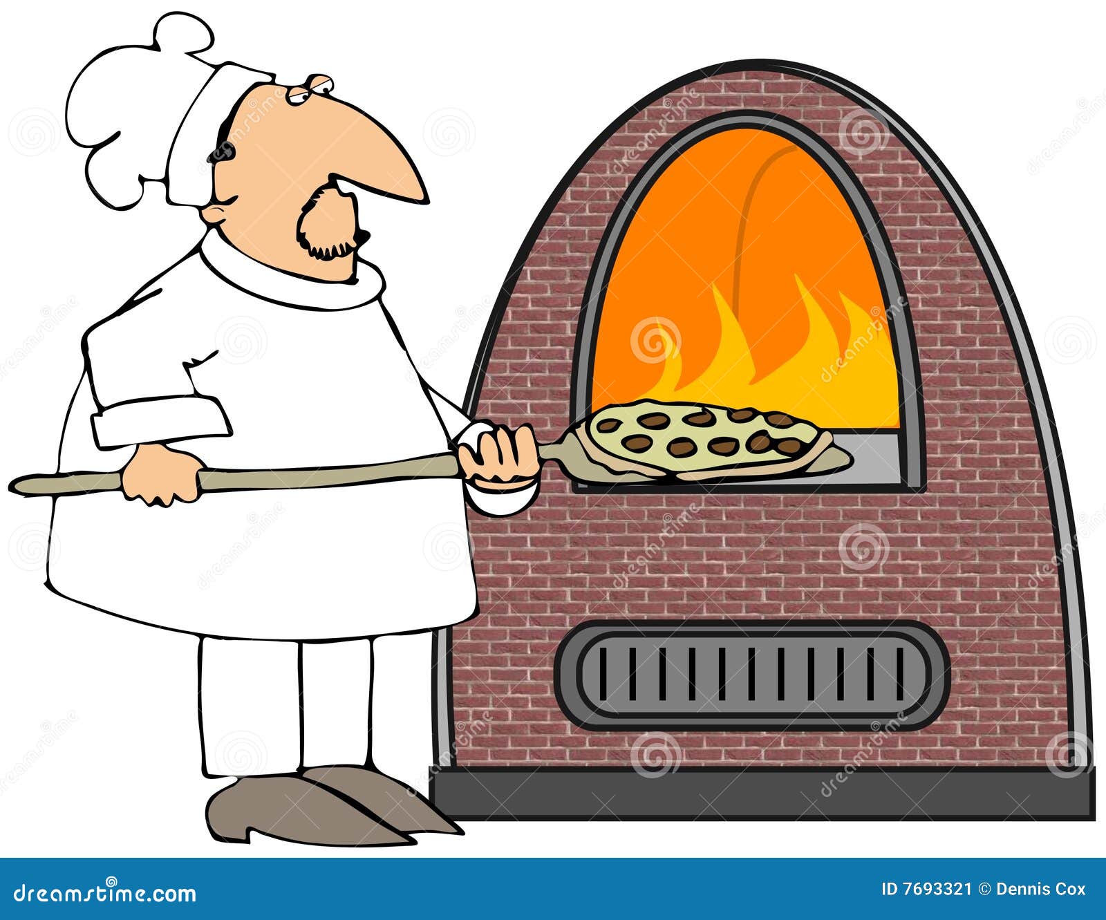 Pizza Cook stock illustration. Illustration of food, brick - 7693321