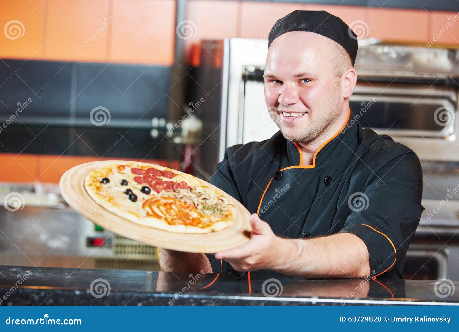 Pizza cook man stock photo. Image of oven, occupation - 60729820