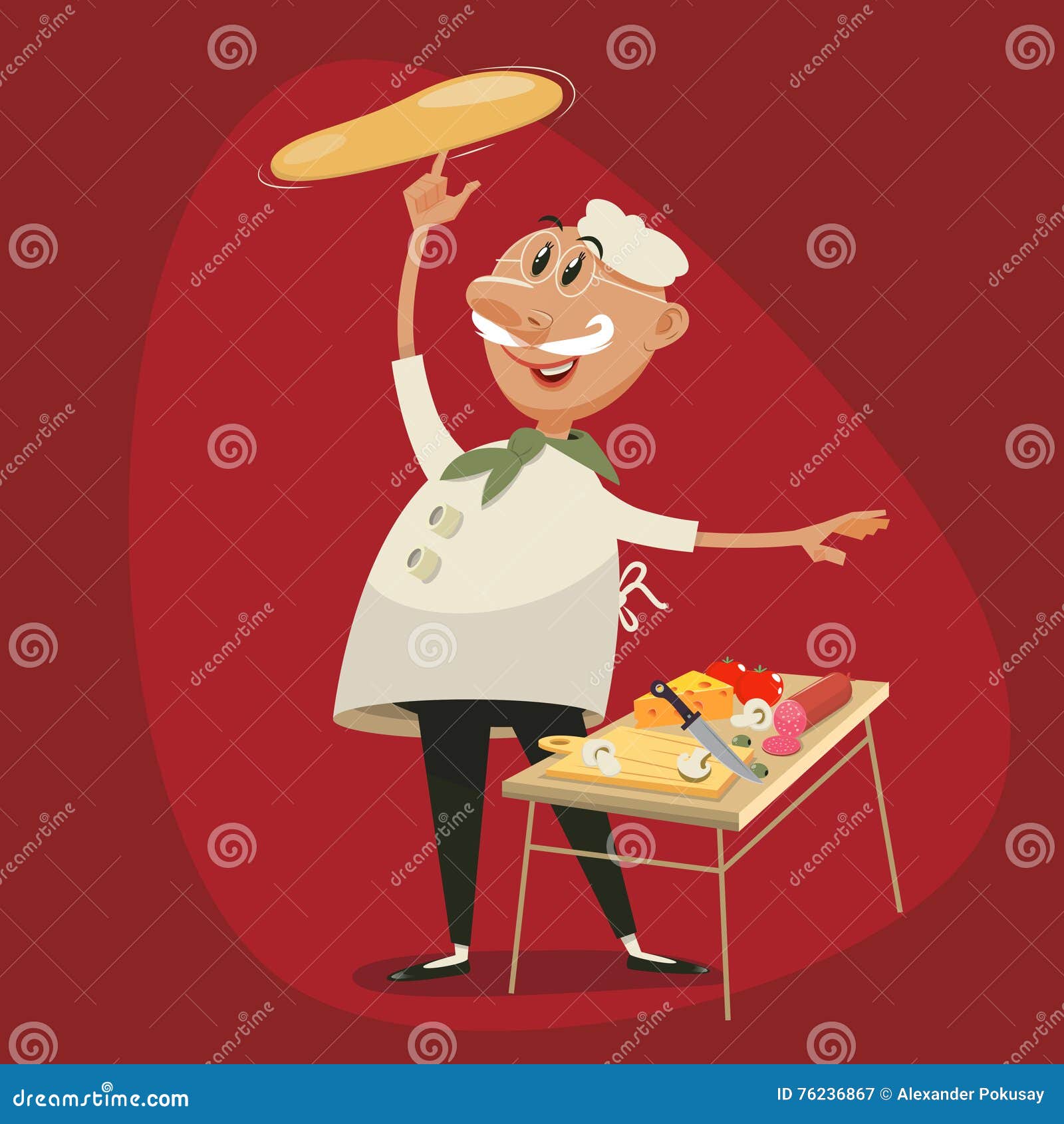 Pizza Cooking Cartoon Vector Illustration Stock Vector - Illustration ...