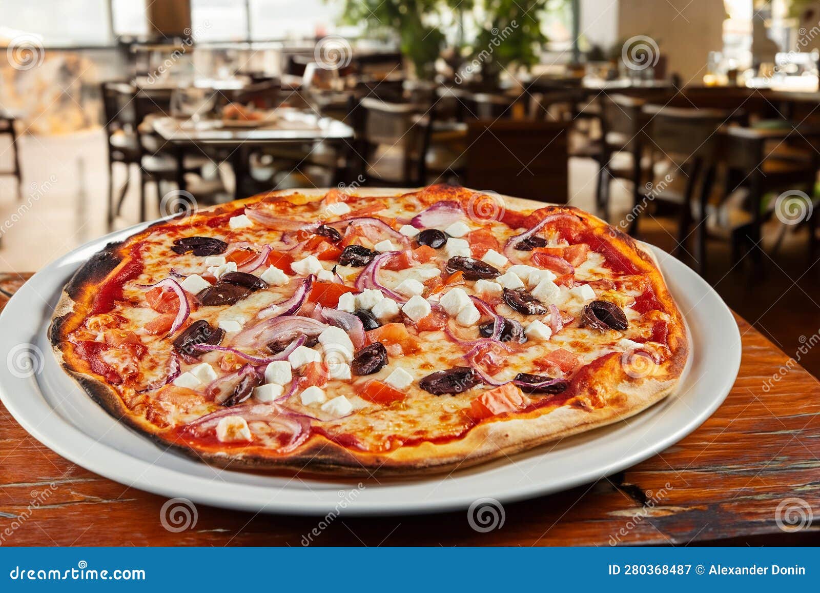Pizza at the Counter in an Italian Restaurant Stock Image - Image of ...