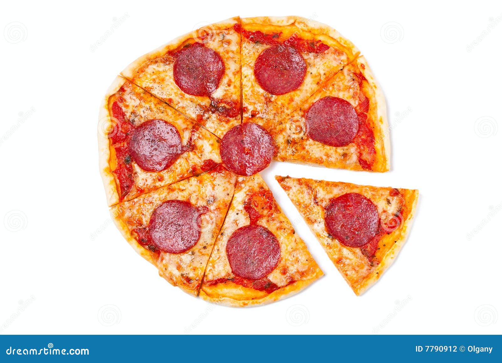 Pizza Coupée En Tranches De Salami Photo stock - Image du isolement ...