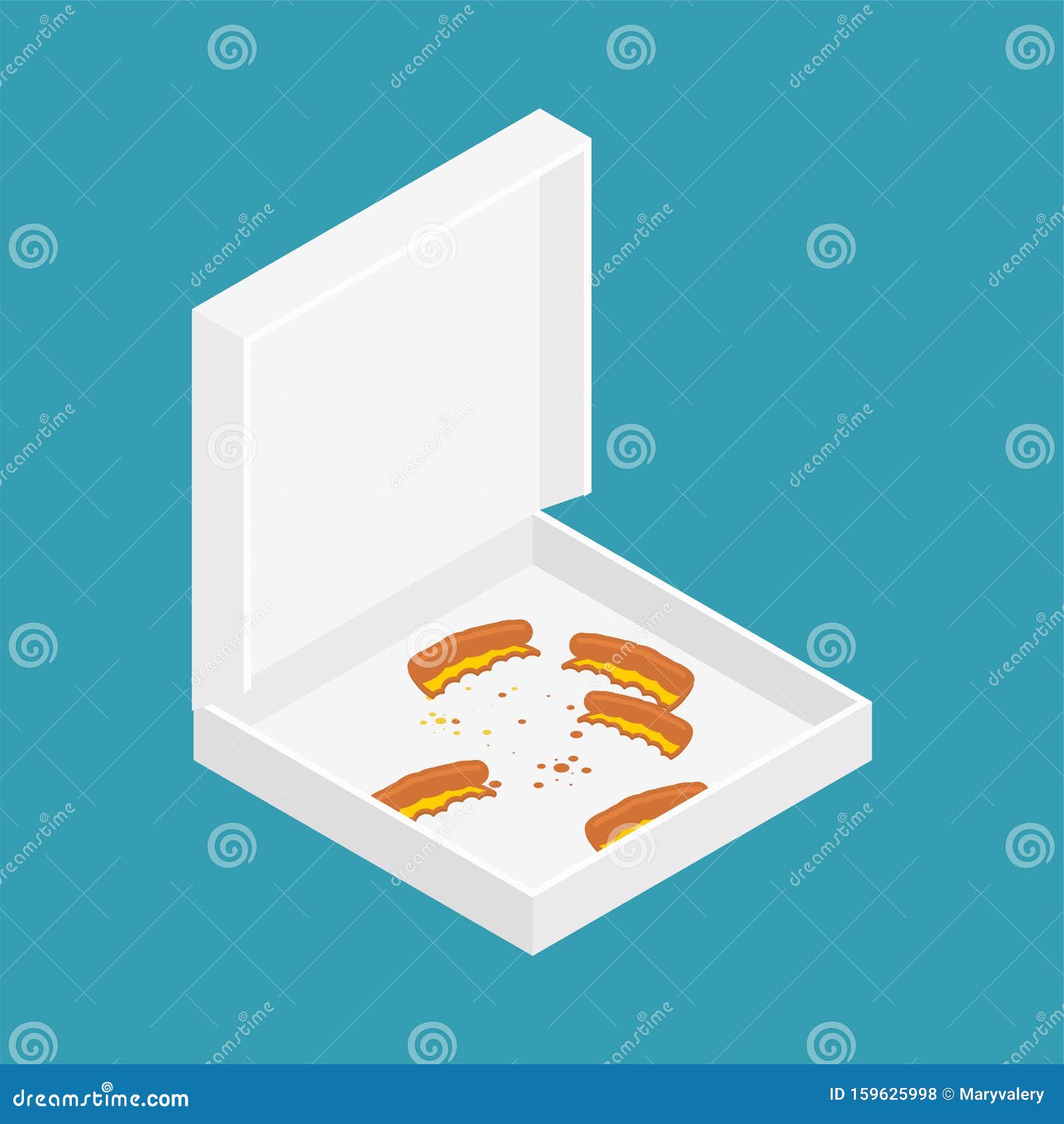 Pizza Crust in Box Open Isolated. Vector Illustration Stock Vector ...