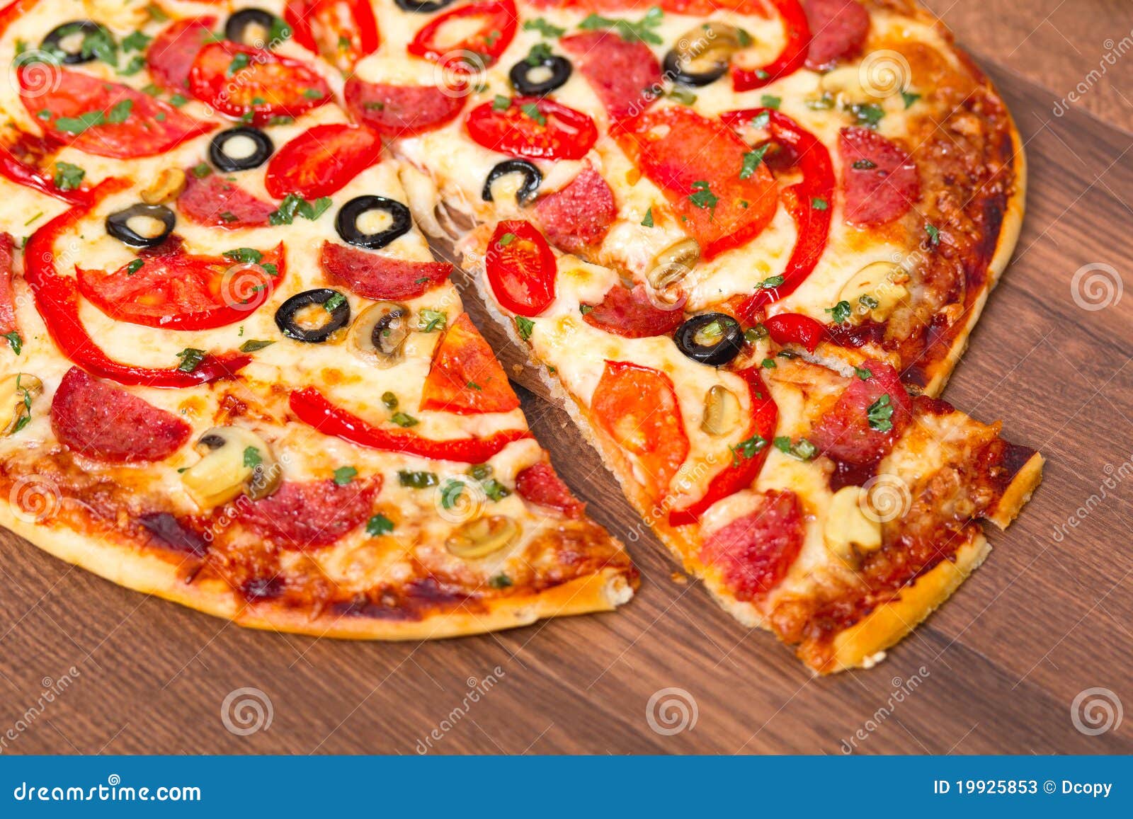 Pizza with the Cut Off Slice Stock Image - Image of italian, pizza ...