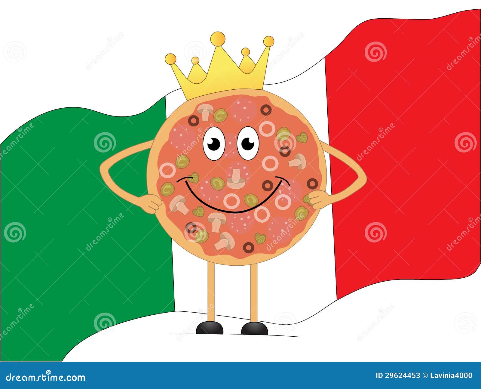 Pizza del rey ilustración del vector. Ilustración de orégano - 29624453