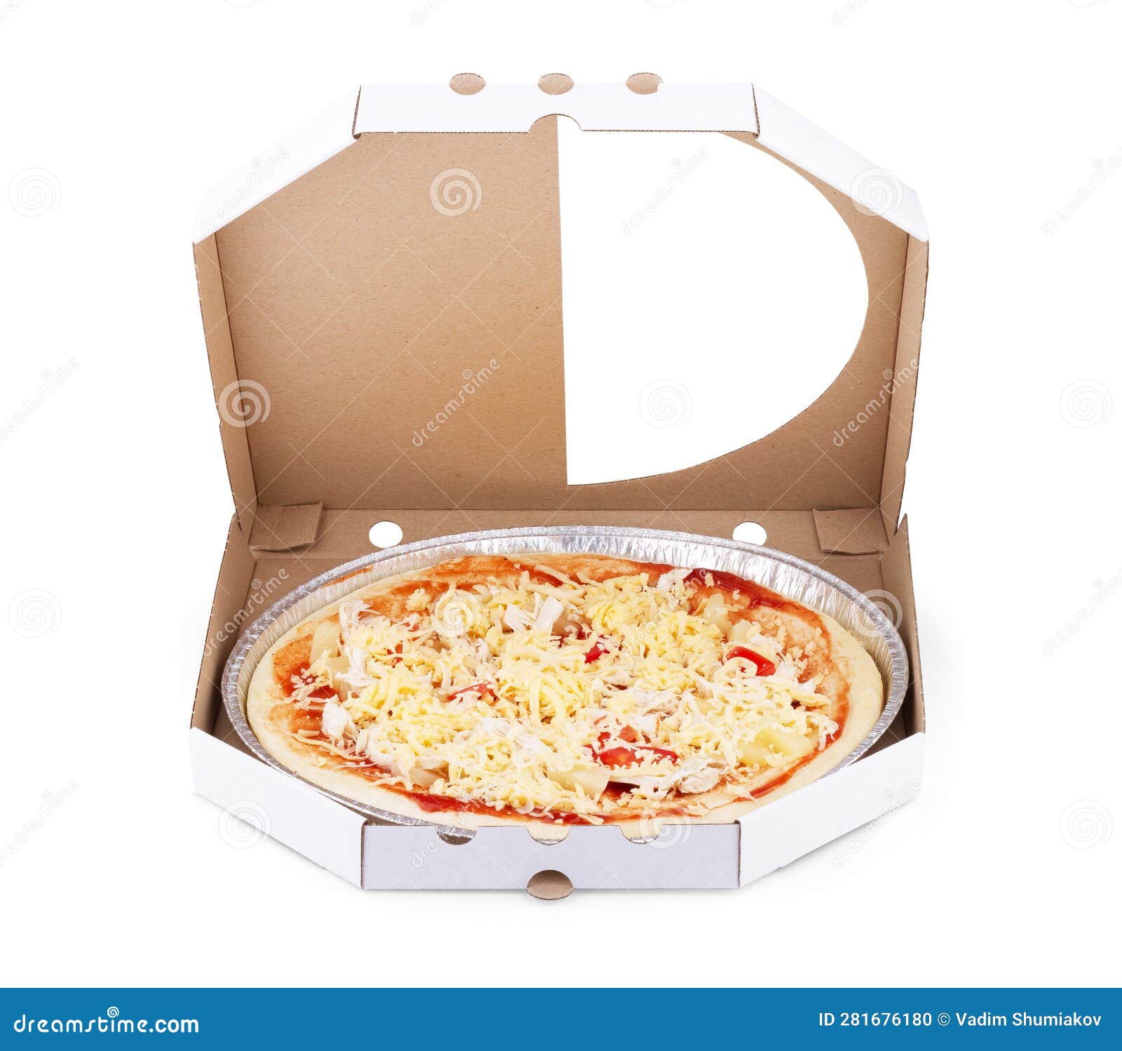 Pizza in the in Delivery Box on White Stock Photo - Image of sauce ...