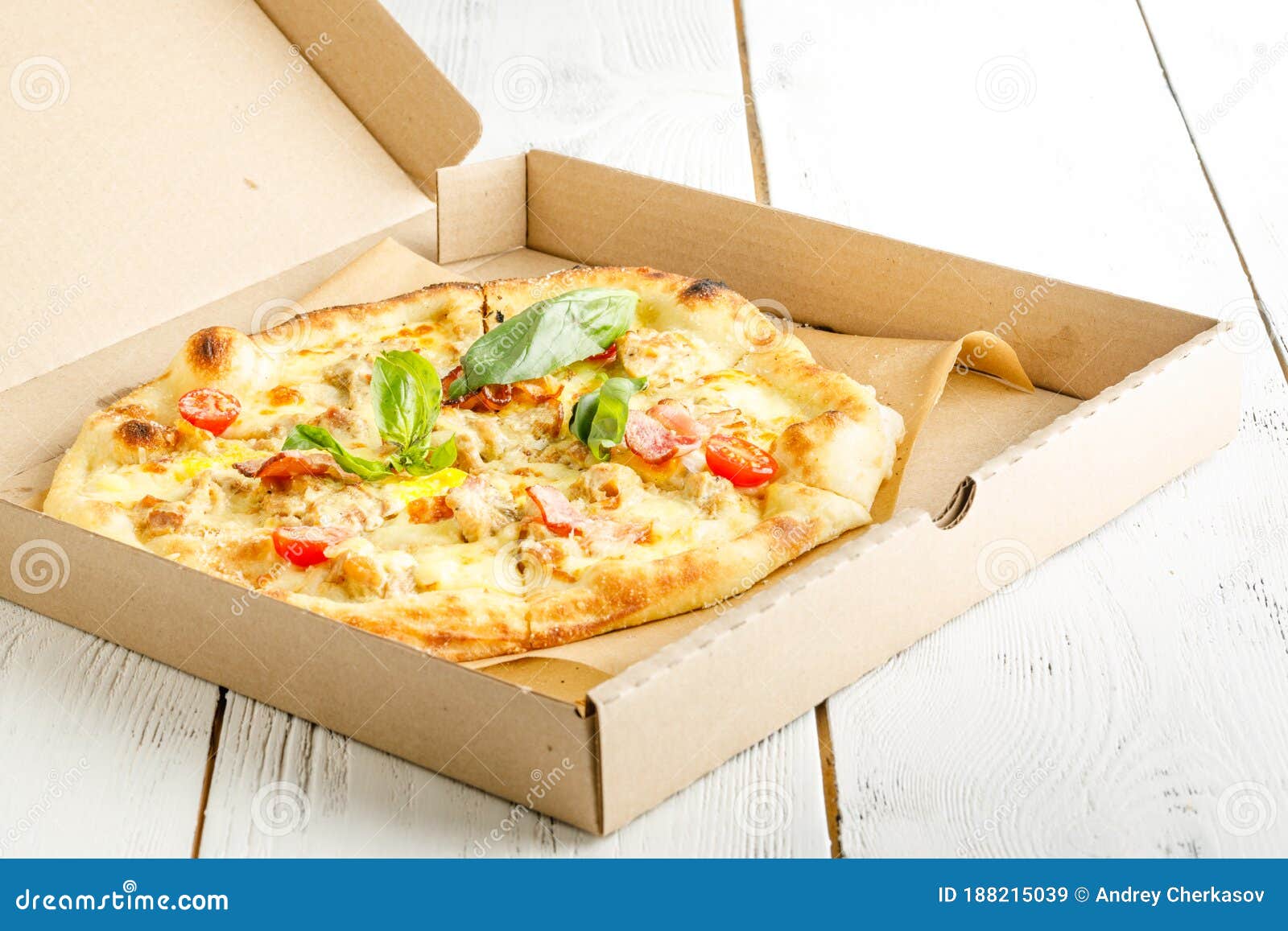 Pizza in the in Delivery Box You Can Put Your Writing on the Box Stock ...