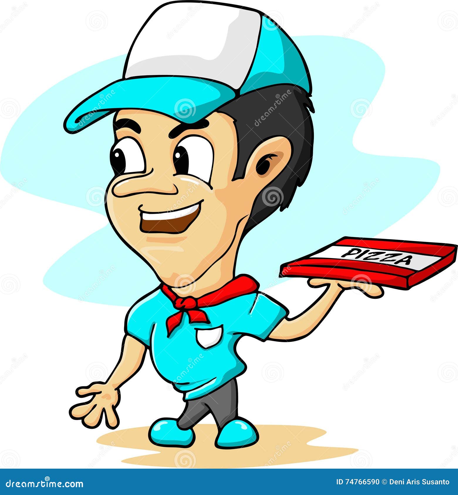 Pizza delivery boy stock vector. Illustration of delivering - 74766590
