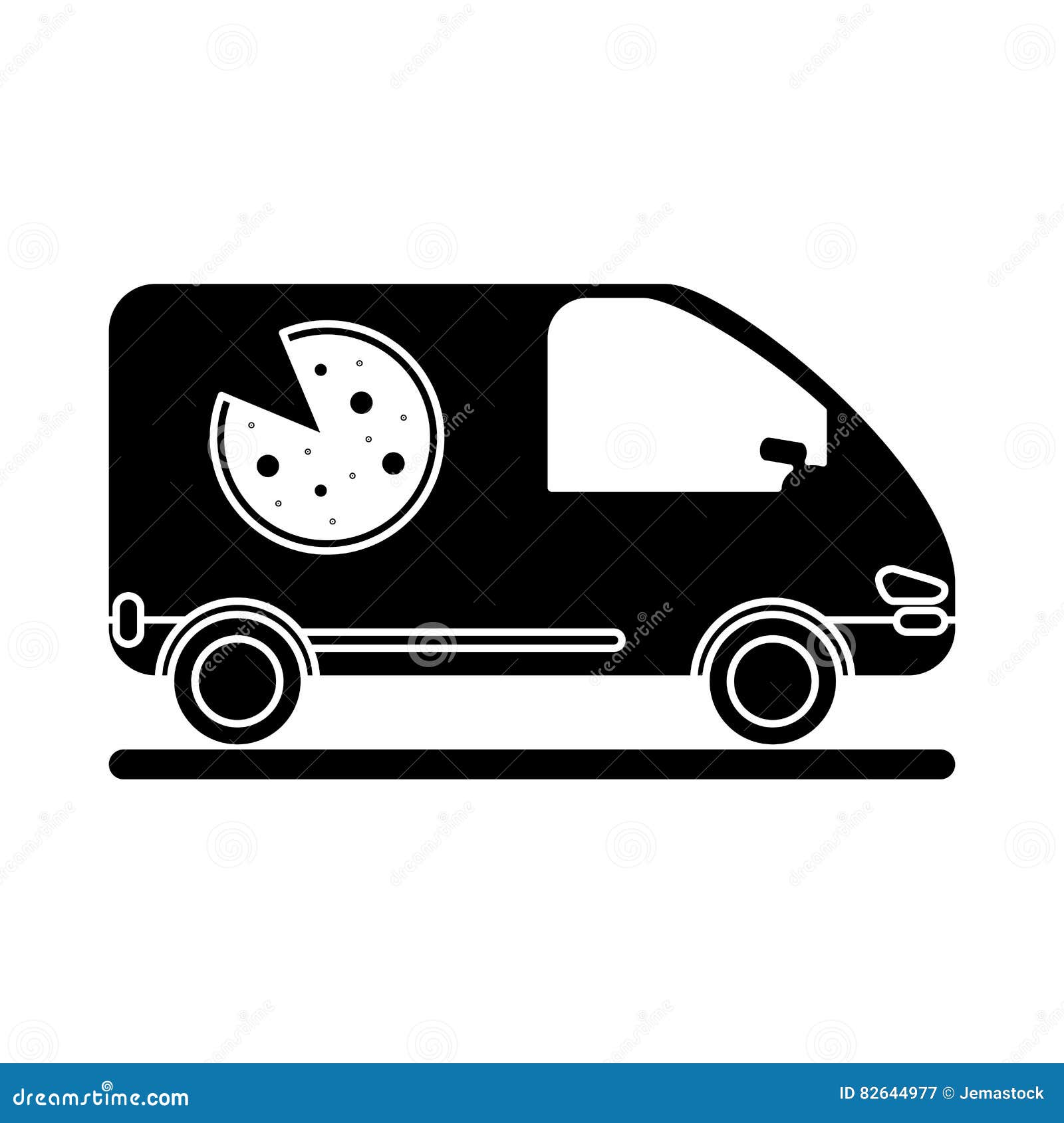 Pizza Delivery Car Van Service Pictogram Stock Vector - Illustration of ...