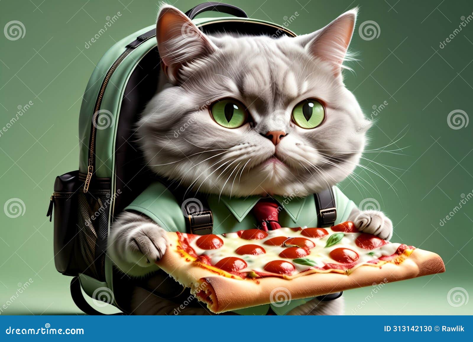 Pizza Delivery Man, Hardworking Cat Delivers Pizza Stock Photo - Image ...