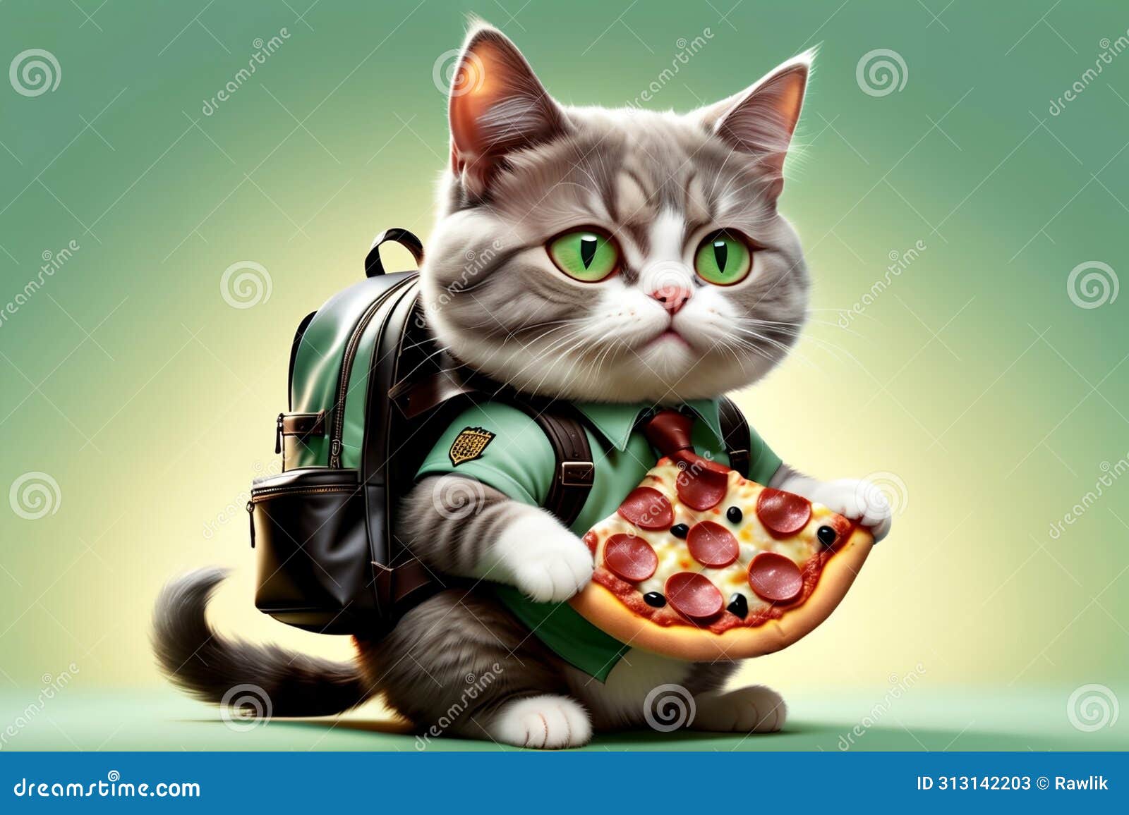 Pizza Delivery Man, Hardworking Cat Delivers Pizza Stock Image - Image ...
