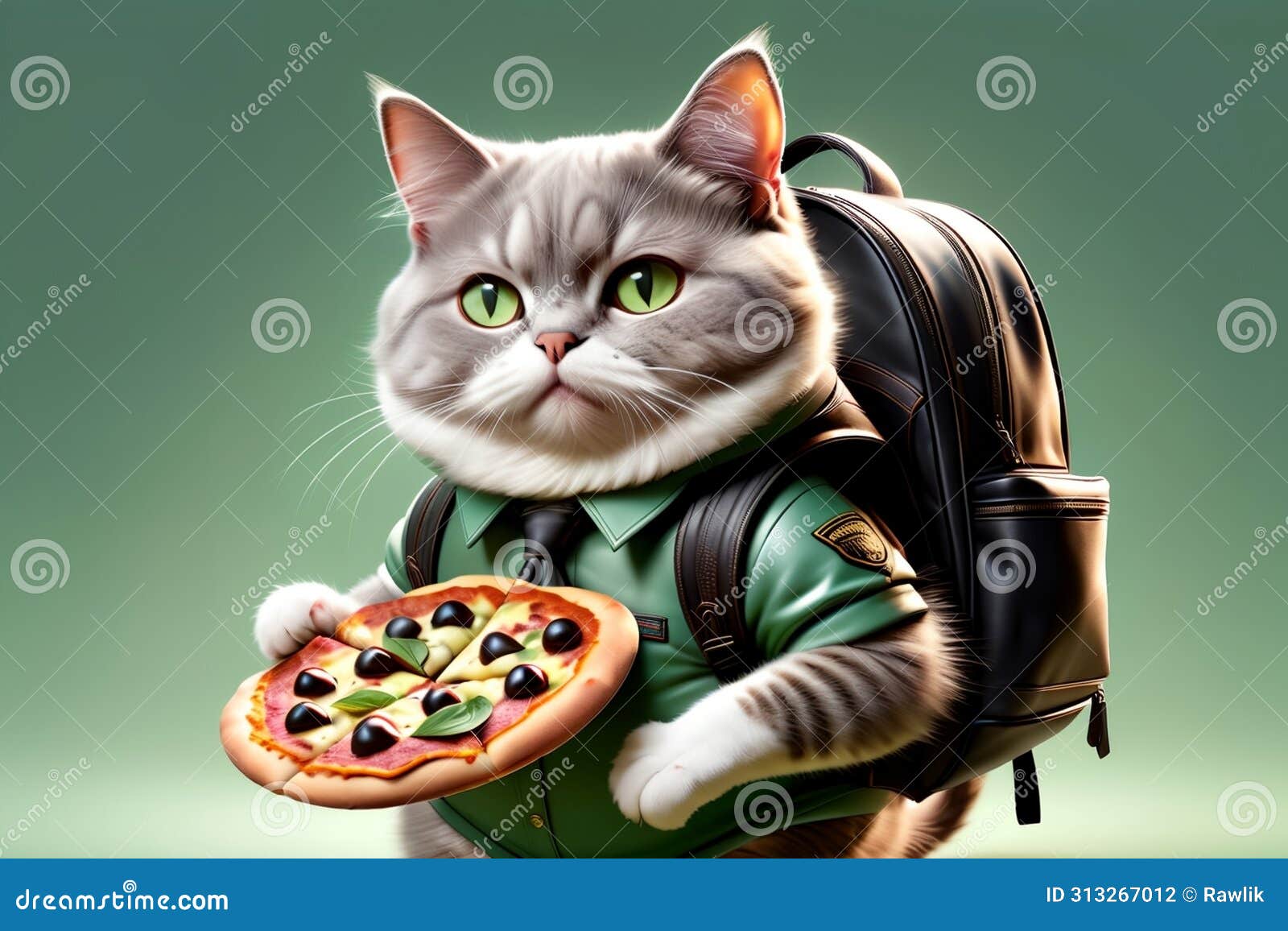 Pizza Delivery Man, Hardworking Cat Delivers Pizza Stock Photo - Image ...
