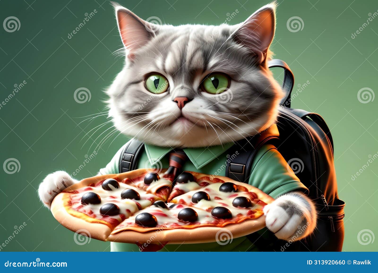 Pizza Delivery Man, Hardworking Cat Delivers Pizza Stock Photo - Image ...