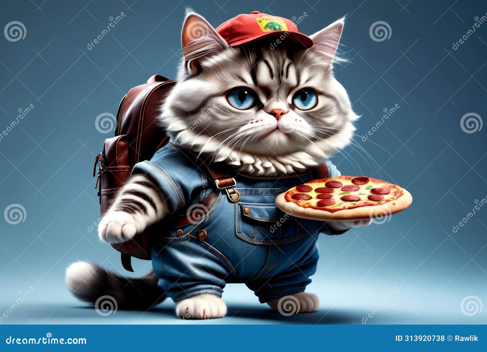 Pizza Delivery Man, Hardworking Cat Delivers Pizza Stock Photo - Image ...