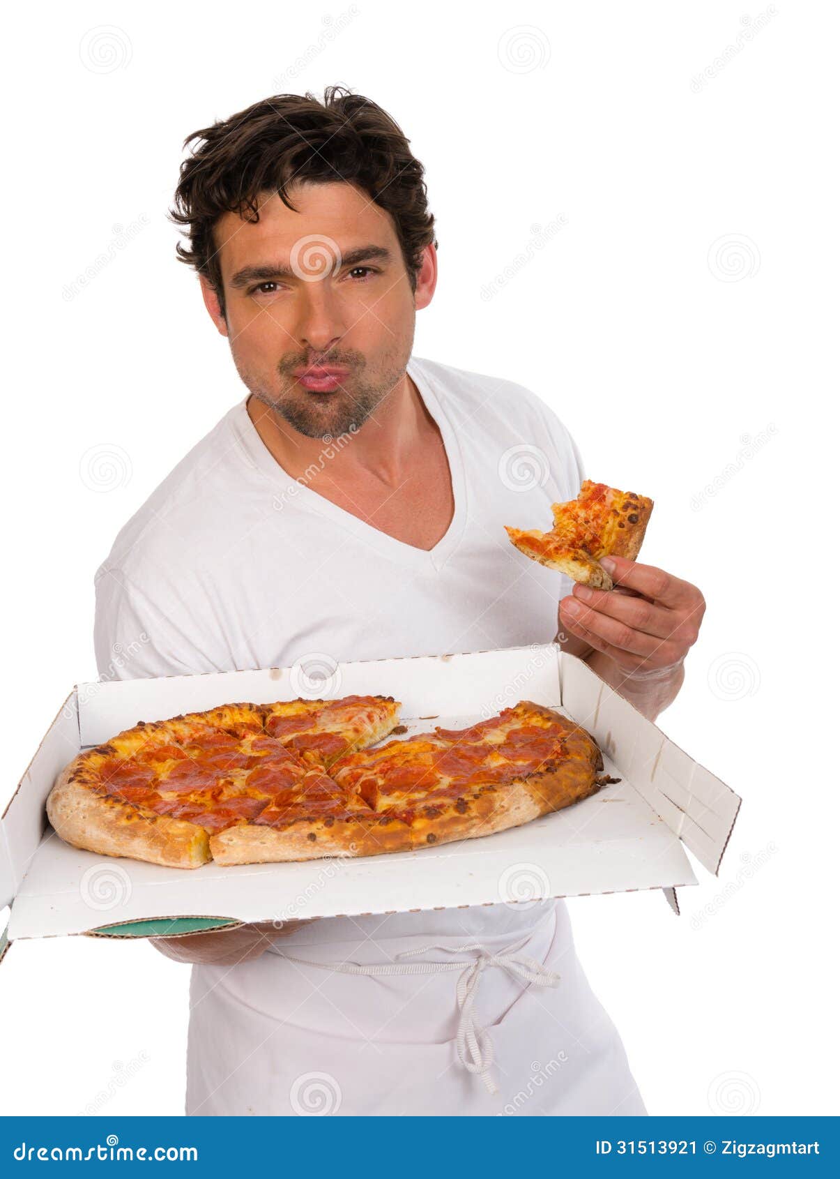 Pizza Delivery Man with a Pizza Stock Image - Image of cook, clothing ...