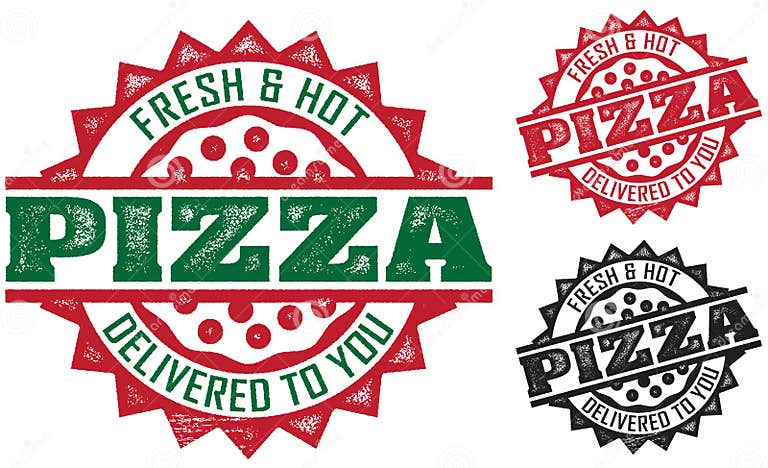 Pizza Delivery Stamps stock vector. Illustration of worn - 19951854