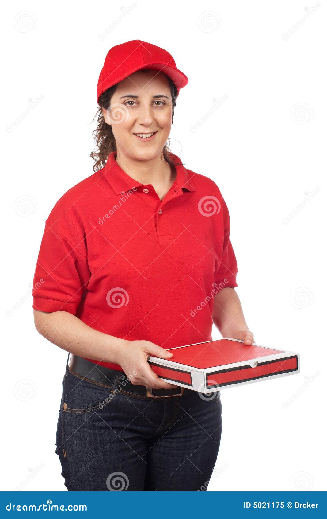 Pizza delivery woman stock image. Image of meal, delicious - 5021175