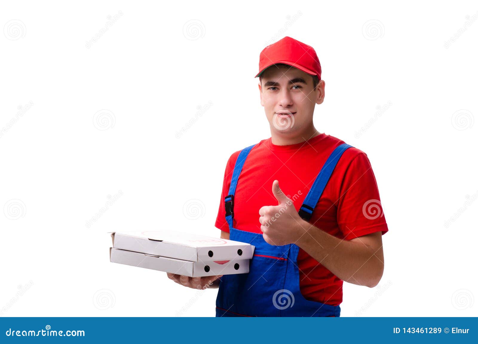 The Pizza Delivery Worker Isolated on White Stock Image - Image of ...