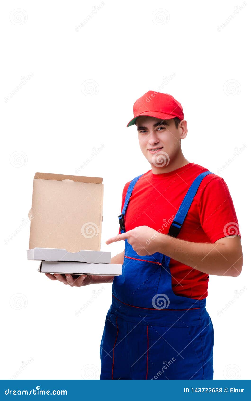 The Pizza Delivery Worker Isolated on White Stock Photo - Image of ...