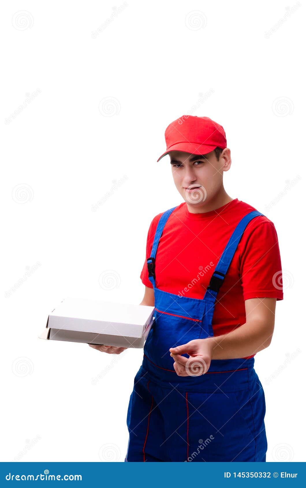 The Pizza Delivery Worker Isolated on White Stock Photo - Image of ...