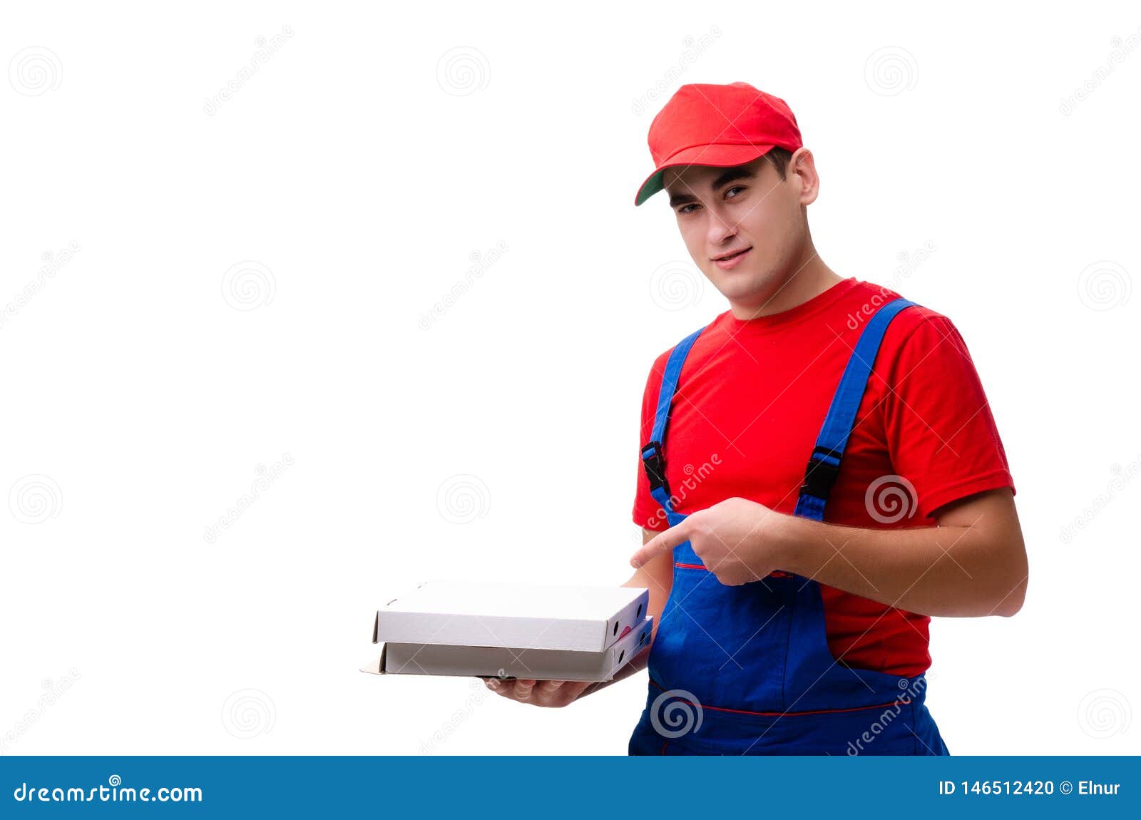 The Pizza Delivery Worker Isolated on White Stock Photo - Image of ...