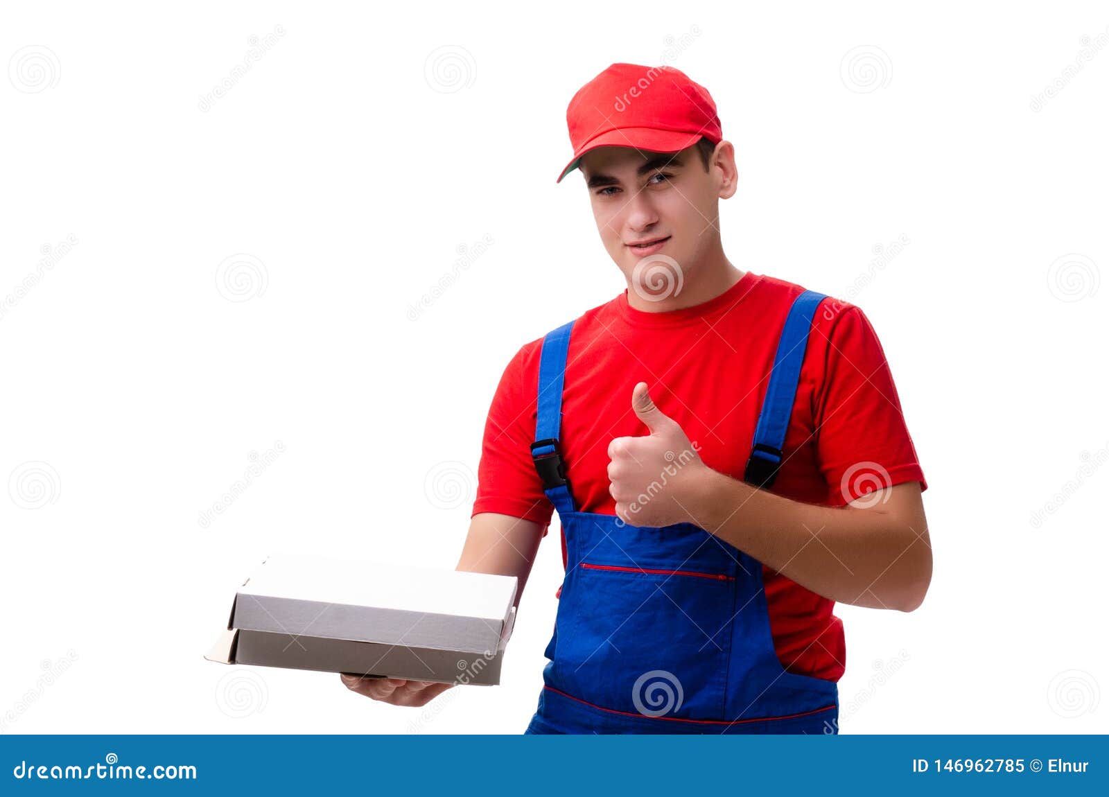 The Pizza Delivery Worker Isolated on White Stock Image - Image of home ...