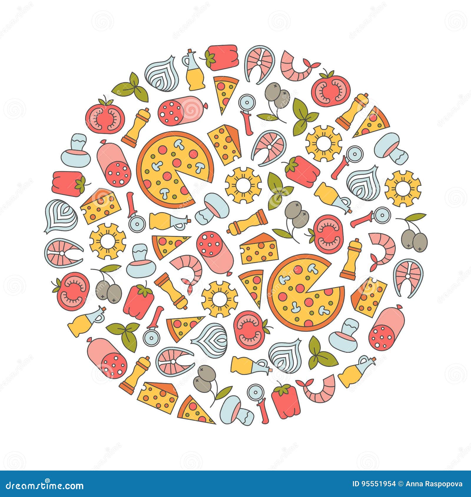 Pizza design element stock vector. Illustration of pineapple - 95551954