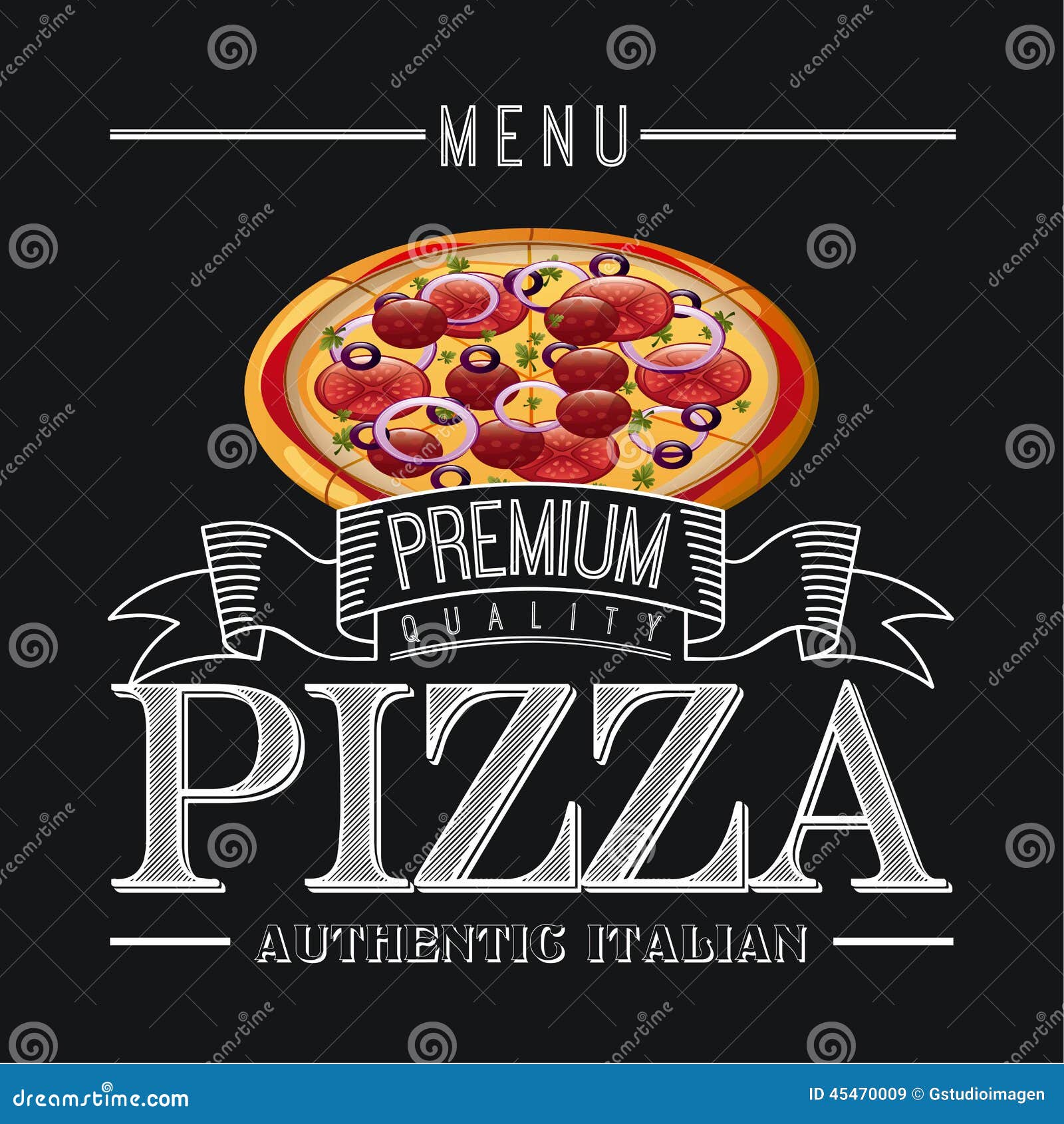 Pizza design stock vector. Illustration of chalk, sauce - 45470009