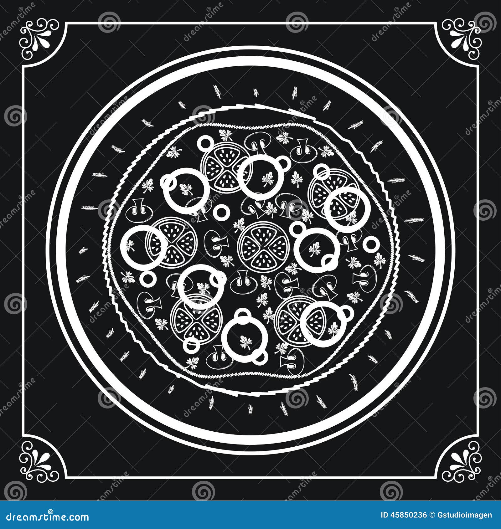 Pizza design stock vector. Illustration of cuisine, background - 45850236