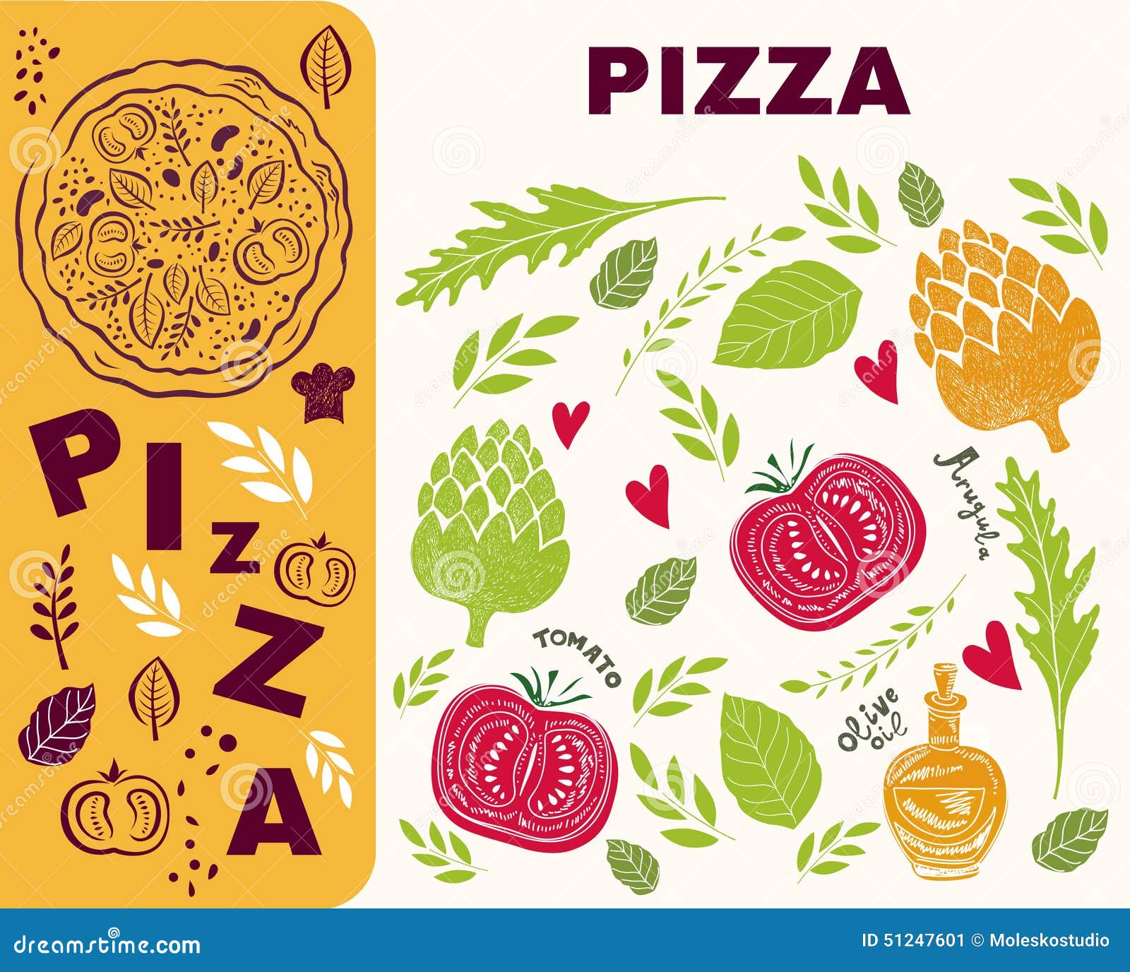 Pizza design menu template stock vector. Illustration of cover - 51247601