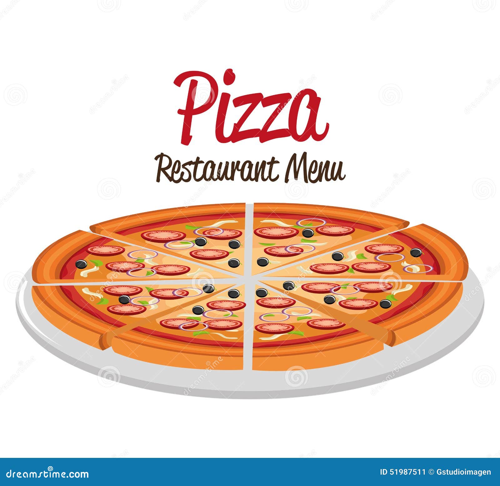 Pizza design. stock vector. Illustration of cuisine, ingredients - 51987511