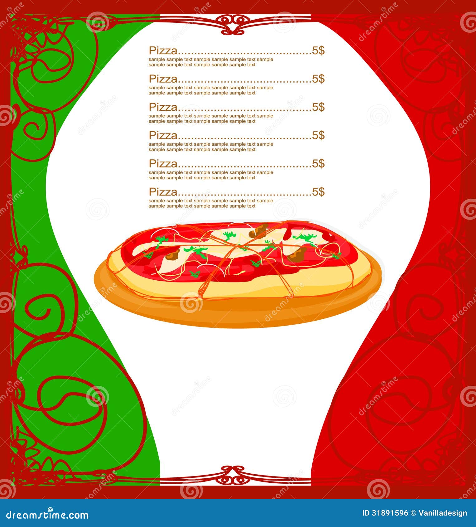 Pizza design template stock illustration. Illustration of ornament ...