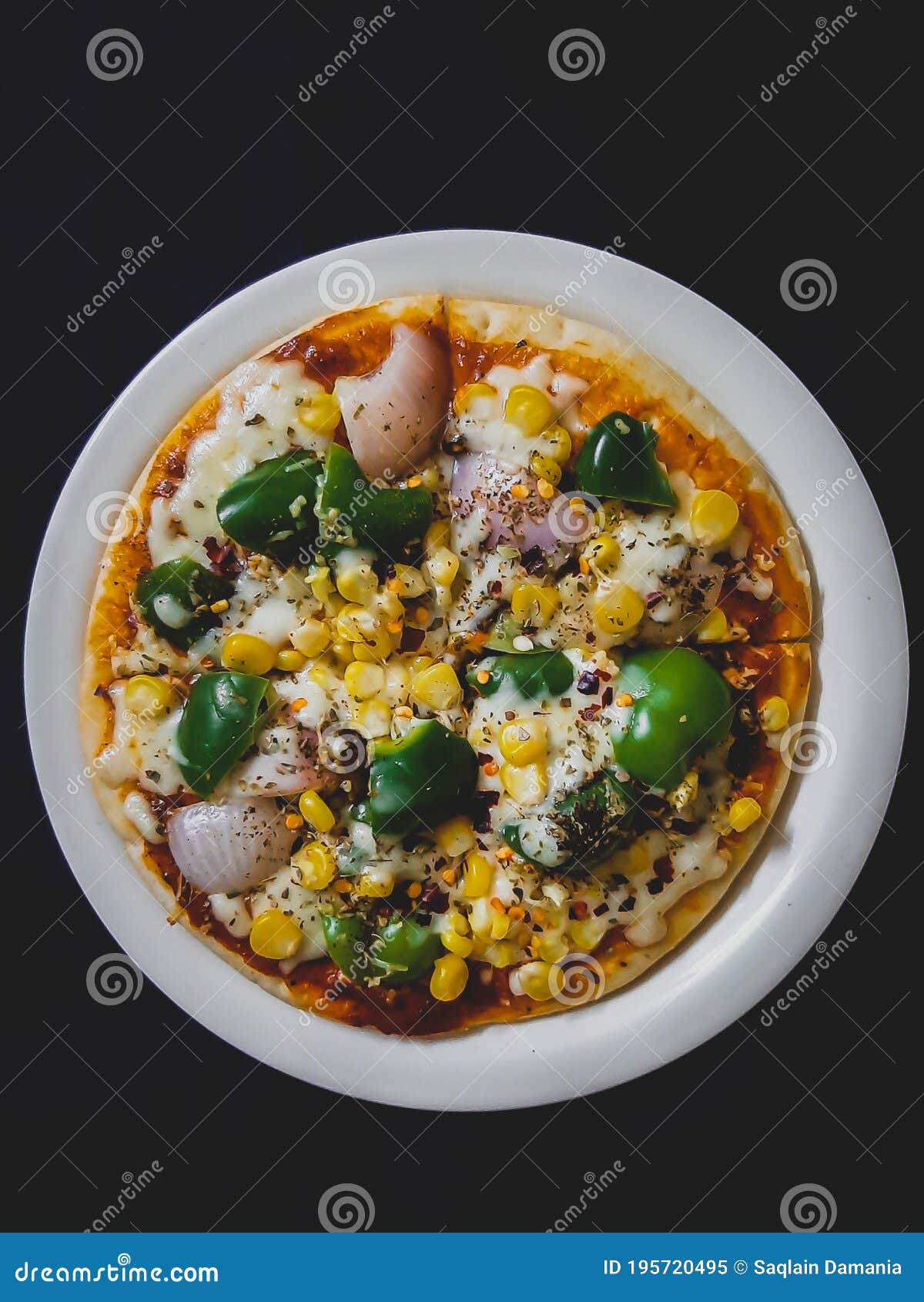 Pizza with Details of Vegetable Toppings. Stock Image - Image of ...
