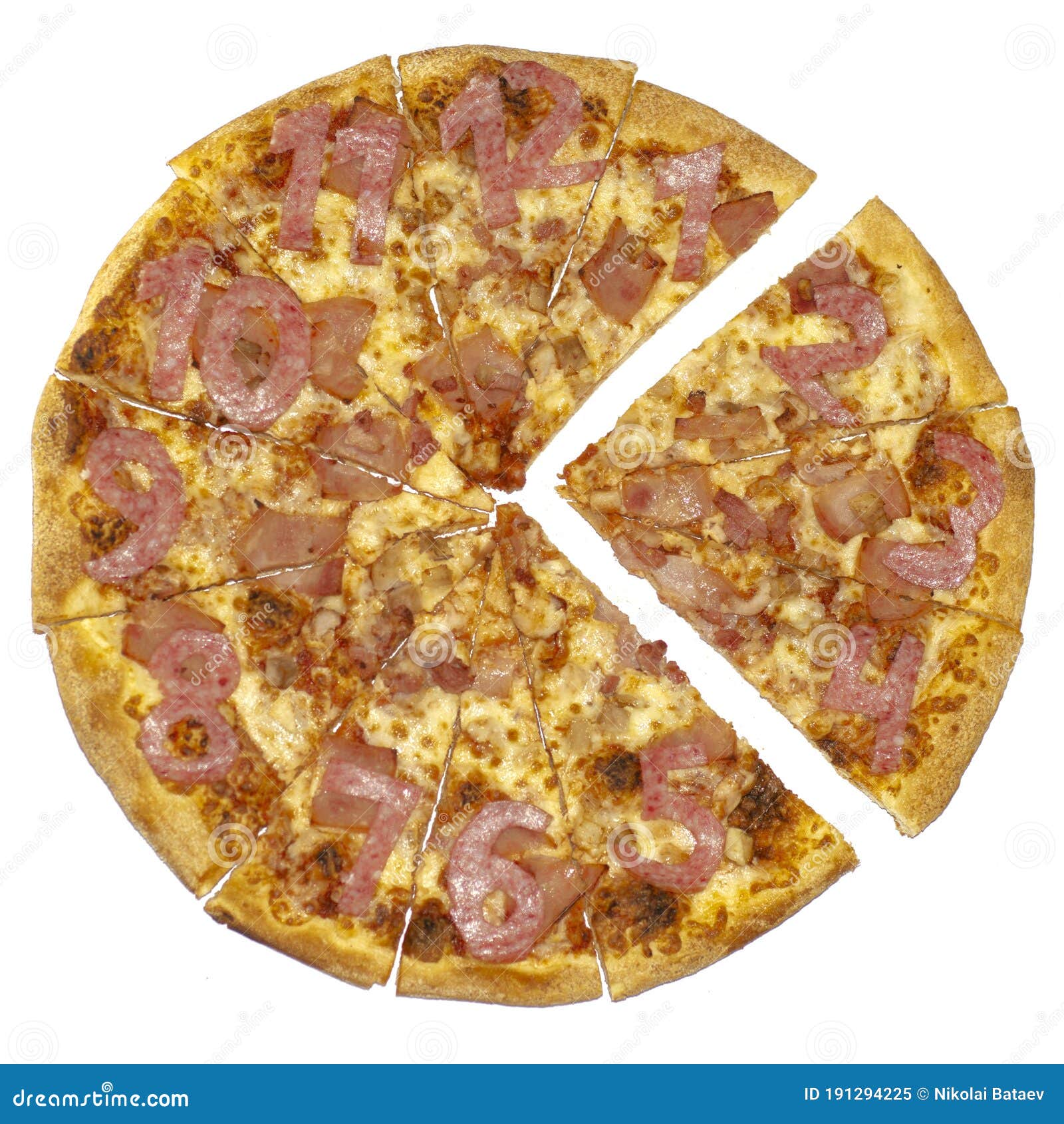 Pizza with a Dial and a Separated Piece with a Time Range. Stock Image ...