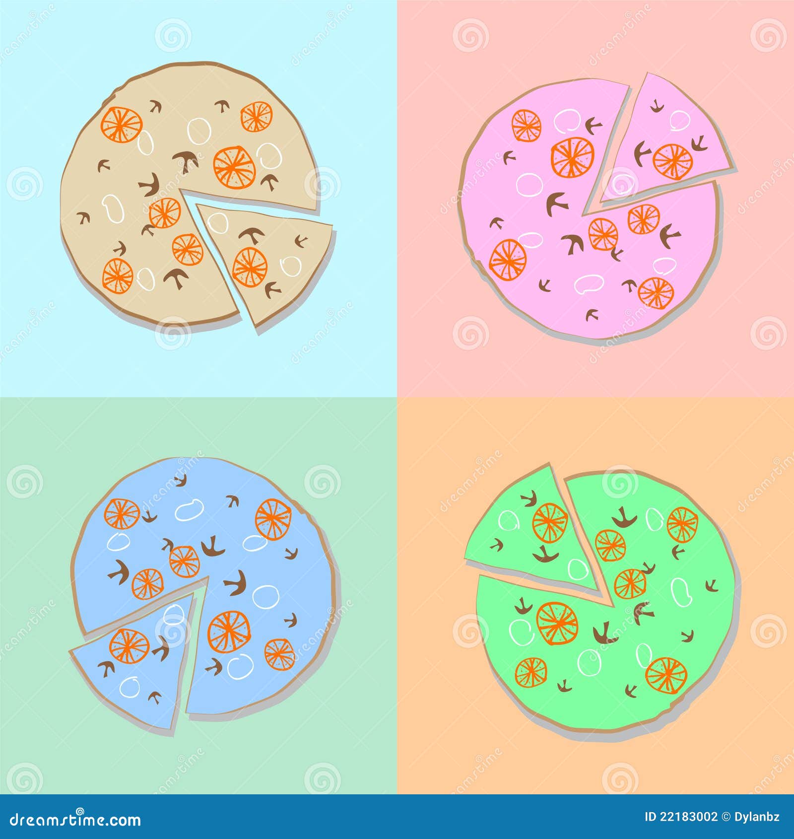 Pizza Diferent Colors Illustration Stock Vector - Illustration of ...