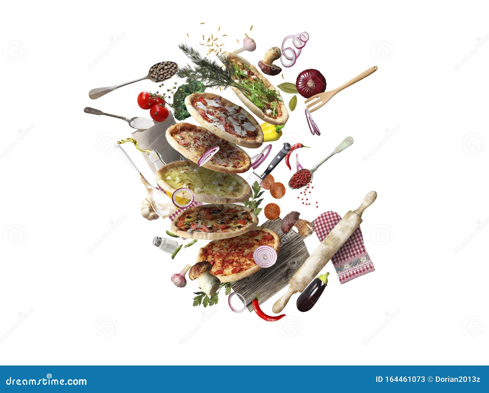 Pizza with Different Tastes with Vegetables Stock Image - Image of ...